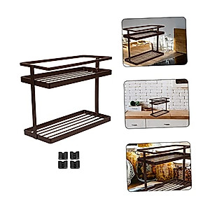 Alipis kitchen spice rack stackable shelves condiment bottle shelf cupboard organizers and storage kitchen cabinet kitchen organizer countertop shelf fruit make up carbon steel