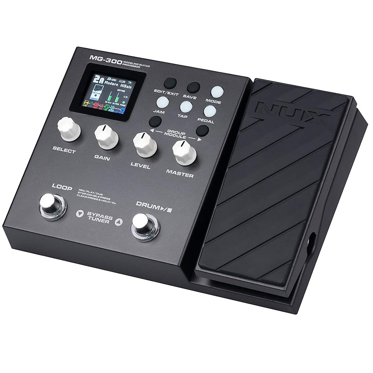 NUX MG-300 Multi Effects Pedal TSAC-HD Pre-Effects,Amp Modeling algorithm,CORE-IMAGE Post-Effects,IR,56 drum beats,60 seconds Phrase Loop