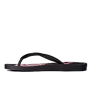 Ipanema Women's Ana Temas XIII Flip Flops - Comfortable & Stylish Summer Sandal with Flower Prints, Anatomic Footbed & Non-Slip Sole, Black/Pink, 10