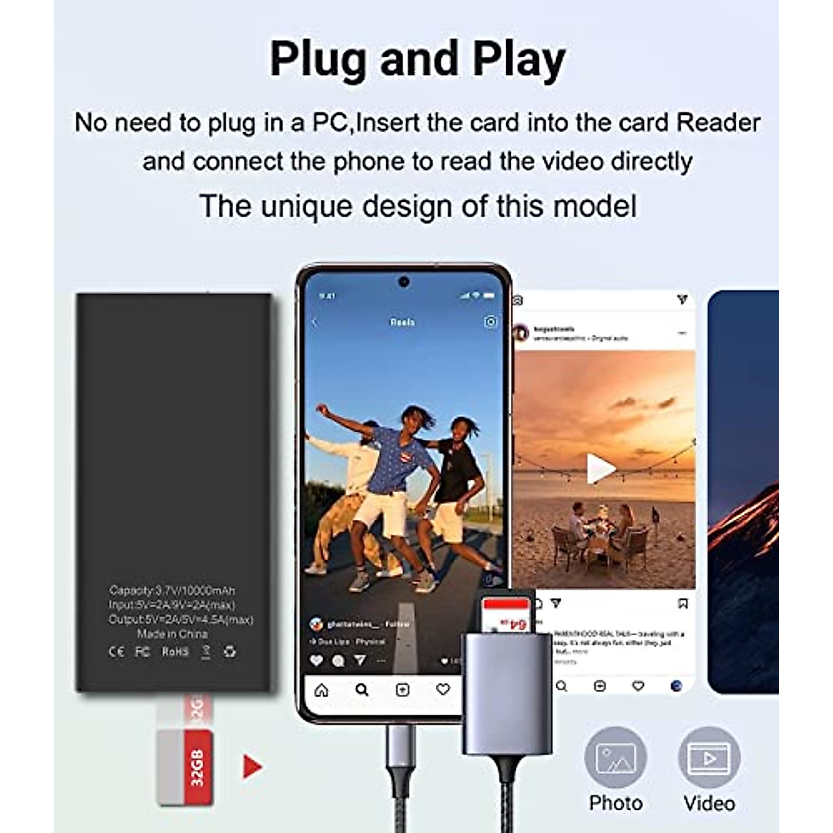 Spy Hidden Camera Power Bank 10000mAh 20 Hours Recording 1080p Portable Nanny Cam with Motion Detection, Night Vision, Gravity Sensor for Home Security No WiFi