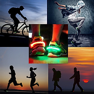 Shoe Clip Lights (2 Pack) Reflective Safety Night Running Gear for Runners Joggers Bikers Walkers, Color Changing RGB Strobe and Steady Color Flash Mode, Water Resistant and Bonus Screw Driver