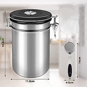 Samyoung Coffee Canister Airtight, Stainless Steel Container for 635g/22.8oz Coffee Beans,Large 1800 ml Tea & Coffee Storage Jars with co2 Valve, 30ml Measure Spoon and 70 ml Mini Travel Jar