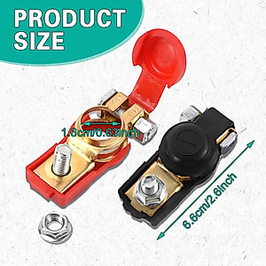 Middrivr 2PCS Battery Terminals, Car Battery Cable Terminal Clamps-Connectors-Negative and Positive, Battery Terminal with Plastice Cover, Good Contact, Corrosion Resistance Applicated in Car Truck