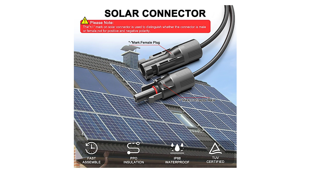 MJPOWER 10FT MC4 to 8mm Adapter Cable for Solar Generators