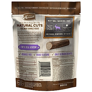 Merrick Natural Cuts Chicken Free Non Rawhide Medium Dog Treats, Hard Texture Chew Sticks With Venison - 4 ct. Pouch