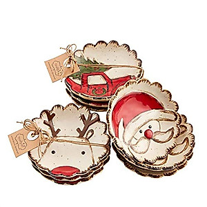 Mud Pie REINDEER FARMHOUSE DIP DISHES, 4" dia