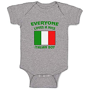 Everyone Loves A Nice Italian Boy Baby Bodysuit One Piece Oxford Gray 6 Months