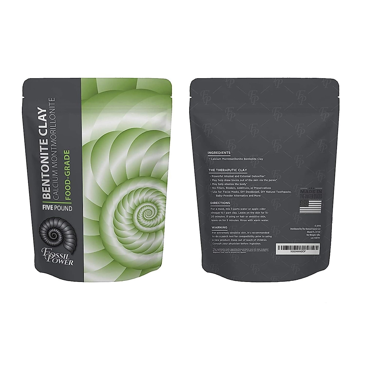 FOSSIL POWER Calcium Bentonite Clay Powder 5 Lb – Natural Heavy Metal Detox & Deep Pore Cleansing | Indian Healing | DIY Hair & Facial Mask Treatment for Sensitive Skin | Deo, Bath & Foot Soak