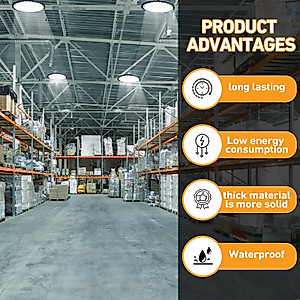 Retisee 2 Pieces 150W UFO LED High Bay Light, 120V Waterproof Commercial Bay Lighting, 6000-6500K Daylight 16500LM with Power Cord, Hanging Shop Light Fixtures for Workshop Garage Factory Warehouse