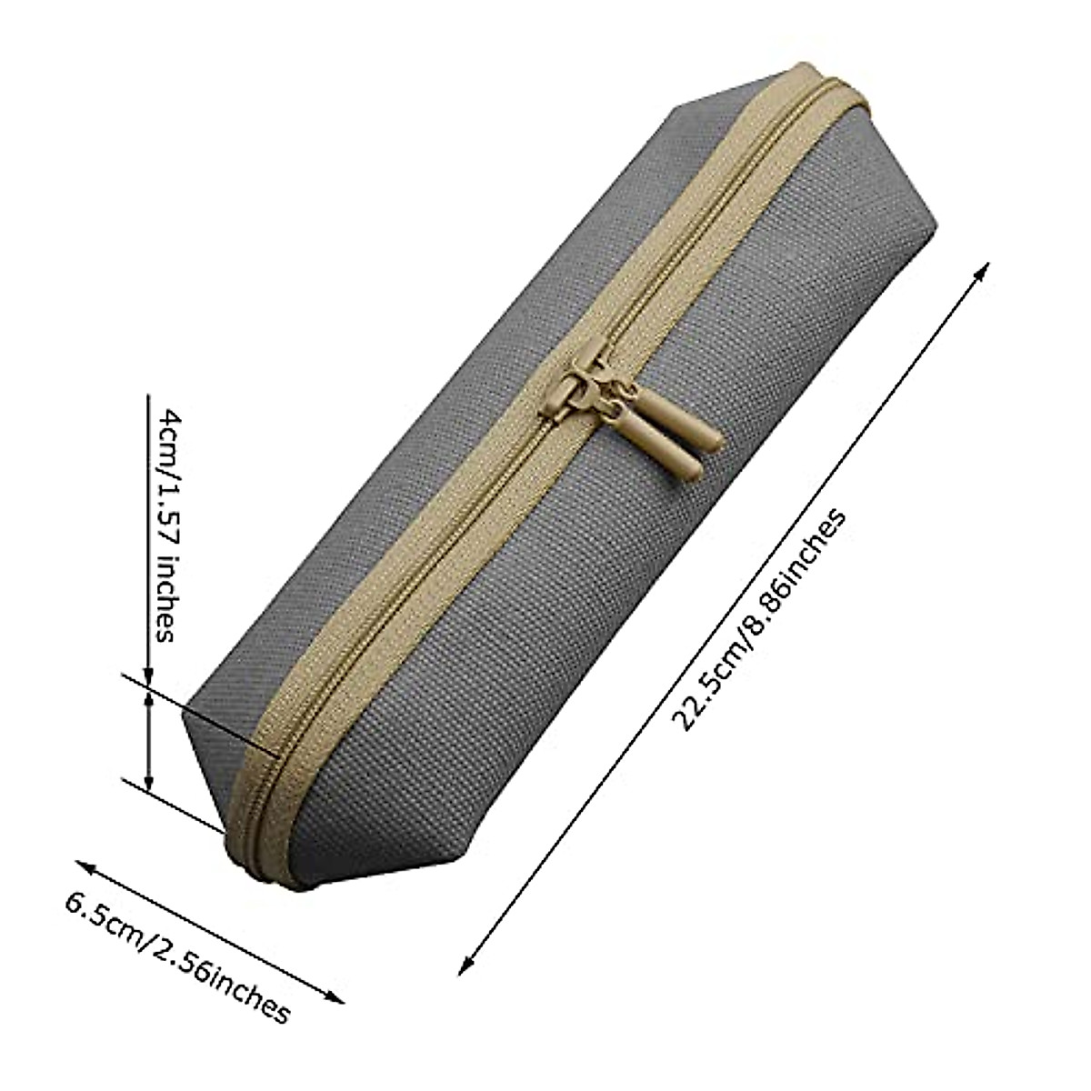 Enyuwlcm Canvas Stationery Stylish Small Pencil Pouch and Slim Pencil Case with 2 Zippers 1 Pack Dark Gray