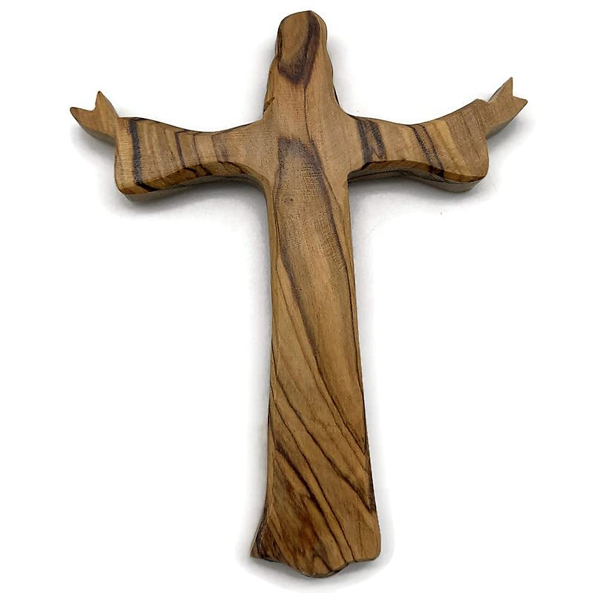 Small Wooden Cross for Wall Carved in the shape of the Crucifix Cross, Olive Wood Cross Jesus Christ Resurrection Cross Wall Décor, Holy Cross Wall Decor, Religious Easter Decorations for Home