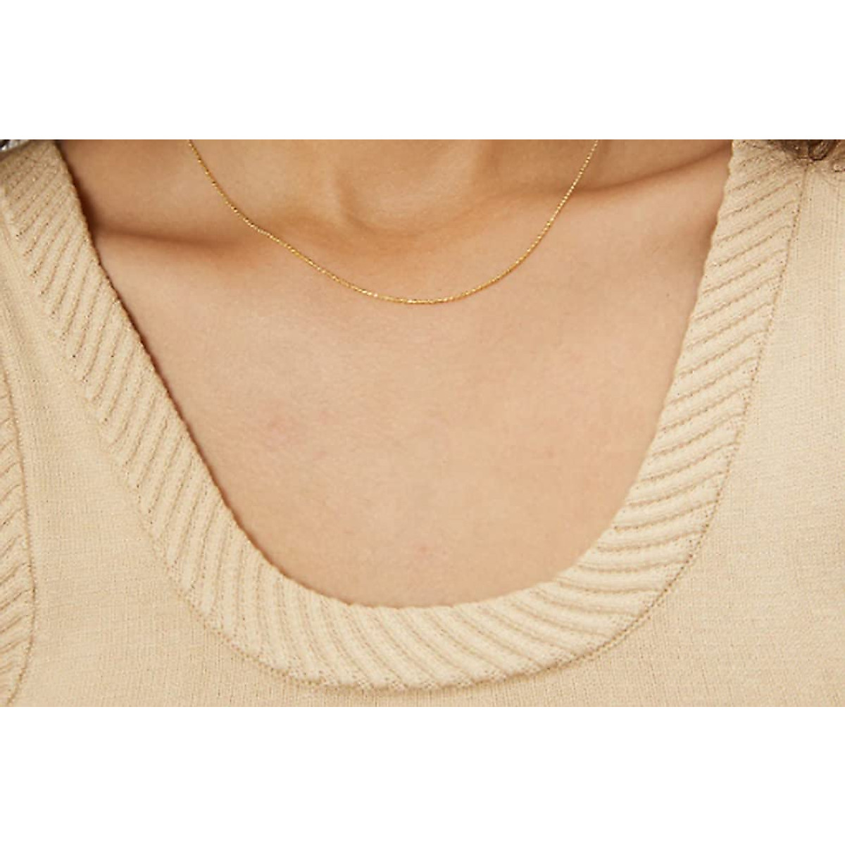 Jewelry Affairs 14k Yellow Real Gold Diamond Cut Bead Chain Necklace, 1.2mm, 18"