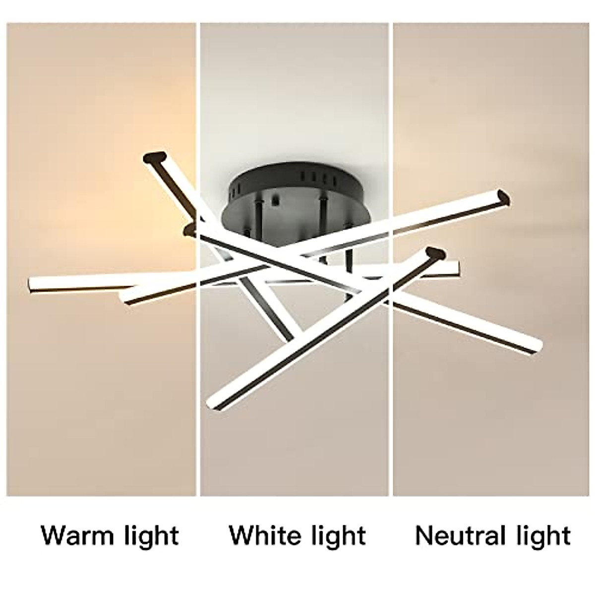 YEEZONE Modern LED Ceiling Light, LED Flush Mount Light, with Memory Remote Control Dimmable 3000K-6500K for Dining Room, Living Room, Kitchen, Bedroom, Office (Black)