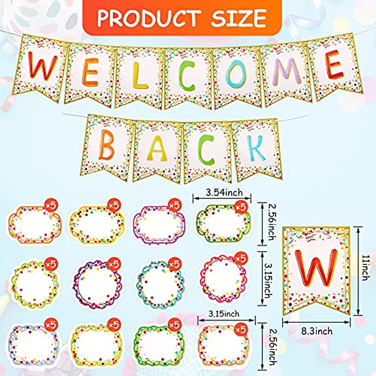 71 Pieces Confetti Classroom Decorations Confetti Bulletin Board Welcome Banners Confetti Accents Welcome Back to School Cutouts for Teacher Student First Day of Classroom School Decoration