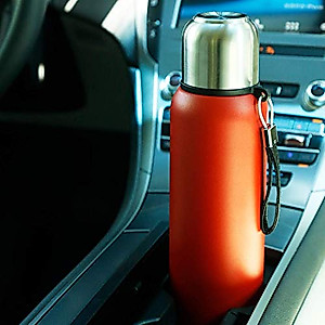 GOOFIT Insulated Thermos with Cup Outdoor Sports Stainless Steel Thermos Vacuum Sealed Coffee Bottle Travel Mug Thermos Flask BPA Free Keeps Cold 24H Hot 24H 27Oz Red