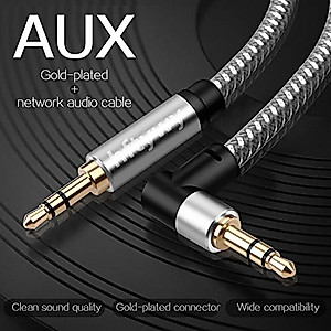 Hftywy 3.5mm Audio Cable 20 ft Male to Male AUX Headphone Cable aux Cable Stereo Aux Jack to Jack Cable 90 Degree Right Angle Auxiliary Cord Compatible for Beats, iPhone, iPod, iPad, Tablets