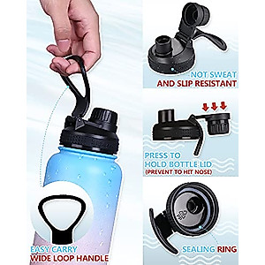 HAPHOM Insulated Water Bottle 37oz Sport Water Bottle 18/8 Stainless Steel BPA Free Sweat Proof and Hinge Lock Lid Anti-Rust Suitable for All People and Anywh