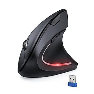 TECKNET Ergonomic Mouse, 4800 DPI Wireless Vertical Mouse with 5 Adjustable DPI Levels, 2.4GHz Optical Carpal Tunnel Mouse, 6 Buttons Wireless Mouse for Laptop, Desktop, PC, MacBook - Grey