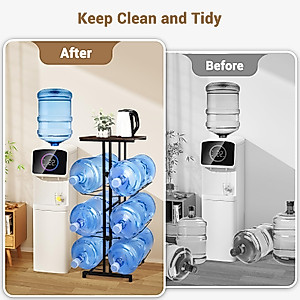 CAROD 5 Gallon Water Jug Holder, Heavy Duty Water Jug Stand with Storage Shelves, 3-Tier Foldable 5 Gallon Water Bottle Holder Water Cooler Jug Rack for Kitchen Living Room Office Gym(Only Shelf)