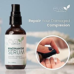 Niacinamide Serum for Face, Firming Moisturizer Serum with Niacinamide Vitamin B3 + Hyaluronic Acid - Pore Minimizer, Restores Elasticity, Reduces Blemishes, Discoloration Serum (2oz)
