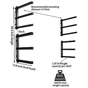 CLEAR STYLE Lumber Storage Rack and Wood Organizer Heavy Duty Metal Rack with 3-Level Wall Mount Levels up to 360LBS Perfect for Garage Storage 2 Pack