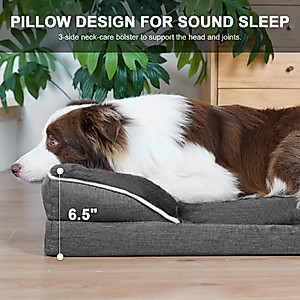 DogBaby Dog Beds for Large Dogs, Washable Large Dog Bed, Dog Couch Bed for Comfortable Sleep, Orthopedic Egg Foam Bolster Dog Bed with Removable Washable Cover and Nonskid Bottom Couch, Pet Bed