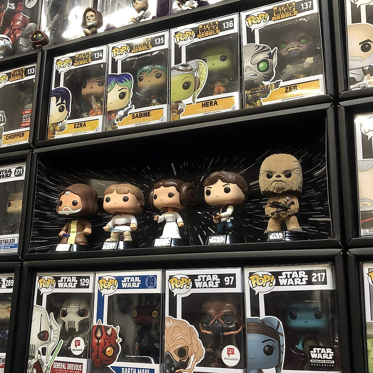 3 Single Row Out of Box Display Cases for 4 in. Funko Pop Collectible Toy Figures, Black Cardboard