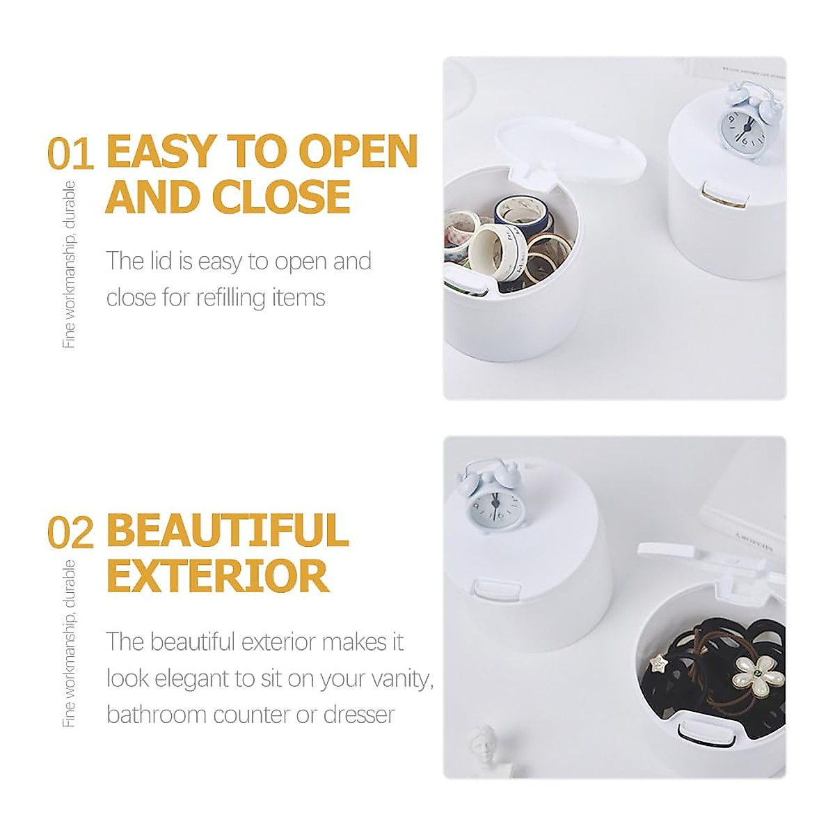 minkissy 3pcs Clamshell Cotton Swab Storage Box ‎PP ‎Cotton Swab Holder Cotton Round Dispenser Cotton Swab Containers for Bathroom Home Storage