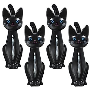 VOSAREA Beach Towel Clips 4pcs Black Cat Shaped Jumbo Towel Clips Clothes Pins Blanket Holders for Chairs Cruise Patio Pool Accessories