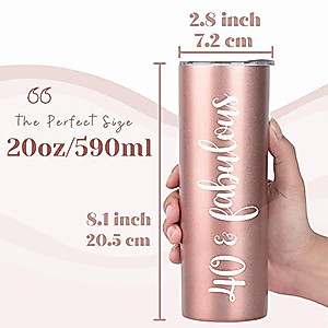 Onebttl 40th Birthday Gifts for Women, Female, Her - 40 and Fabulous - 20oz/590ml Stainless Steel Insulated Tumbler with Straw, Lid, Message Card - (Rose Gold)