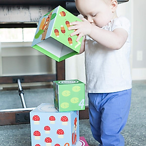 Fat Brain Toys Woodland Friends Stacking Cubes - Fine Motor & Number Learning, 12 mos+