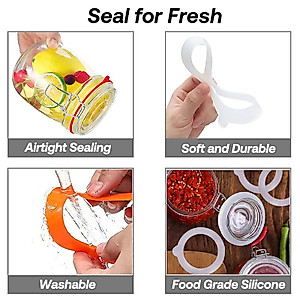 Silicone Replacement Gasket, Airtight Rubber Seals Rings for Mason Jar Lids, Leak-Proof Canning Silicone Fitting Seals for Glass Clip Top Jars (White, 10pcs)