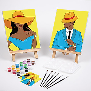 VOCHIC Couples Paint Party Kits Pre Drawn Canvas for Adults for Paint and Sip Date Night Games for Couples Painting kit 8x10 Elegant Ladies Gentlemen (2 Pack) Valentine's Day