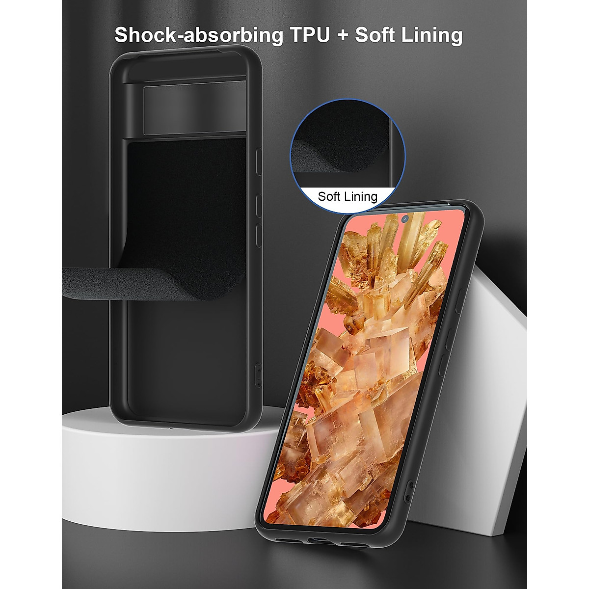 Foluu Silicone Case for Google Pixel 8, Pixel 8 Liquid Gel Rubber Bumper Case with Soft Microfiber Lining Cushion Slim Hard Shell Shockproof Protective Cover for Google Pixel 8 2023 (Black)