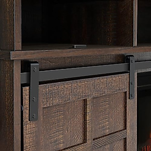 LGHM Fireplace TV Stand, Entertainment Center for 65 Inch TV, 58" Farmhouse TV Stand with 23" Electric Fireplace, Tall Entertainment Stand with Sliding Barn Door, Espresso