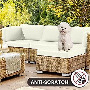 9p Patio Cushion Covers Anti Cat Scratch Leather Outdoor Cushion Covers Replacement 100% Waterproof with Zipper for 4p Patio Furniture, Slipcover for Outdoor Furniture Cushions Cream, Cover Only