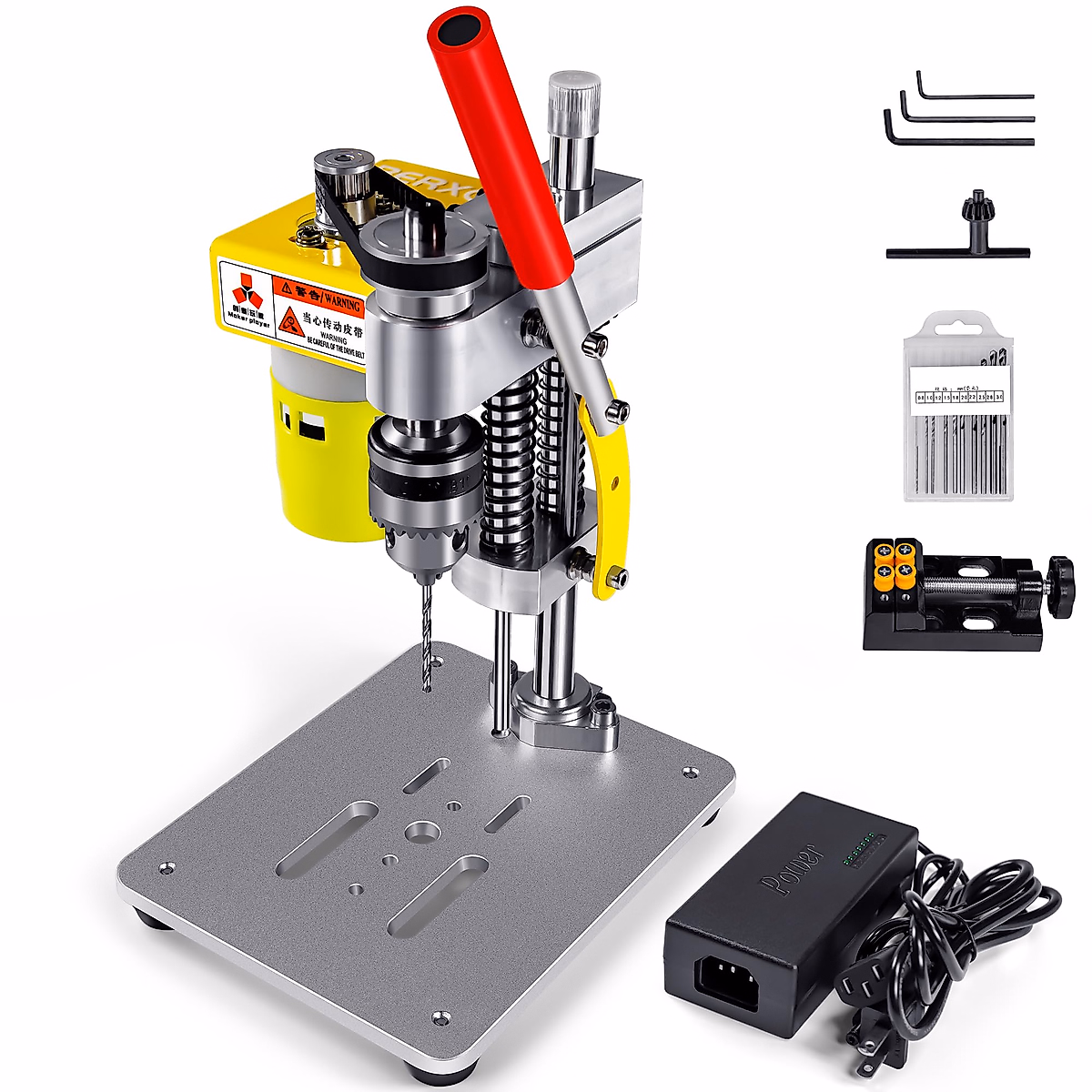 BERXOL Mini Drill Press, Benchtop Drill Press, Portable Electric Drilling Machine, CNC 795 Motor, B10 Chuck, Drill Bit and Clamp for Metal Wooden Jewelry DIY and Crafts Projects