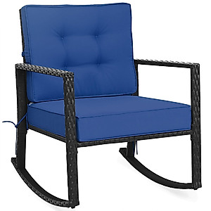 Bed Bath & Beyond Patio Rocking Chair Outdoor Glider Rattan Rocker Chair Turquoise
