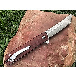 TACTICAL GEARZ Damascus Pocket Folding Knife! Rosewood Handle, Damascus Blade w/67 Layers & a VG10 Core! (Rogue XT)