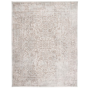 SAFAVIEH Evoke Collection Area Rug - 8' x 10', Ivory & Taupe, Oriental Distressed Design, Non-Shedding & Easy Care, Ideal for High Traffic Areas in Living Room, Bedroom (EVK256E)