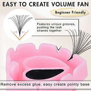 Embagol 100 PCS Glue Rings Smart Glue Cups Lash Glue Holder Heart Glue Cups Lash Glue Rings Fanning Blossom Cups for Eyelash Extensions Pink