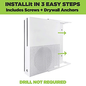 HIDEit Mounts X1S Wall Mount for Xbox One S - Patented in 2019, Made in USA - White Steel Mount for Xbox One S to Safely Store Your Xbox One S on Wall Near or Behind TV