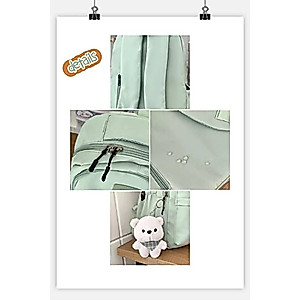 Cute Backpack Kawaii Backpack Aesthetic Supplies Cute Aesthetic Backpack for College Laptop Travel Supplies (Green)