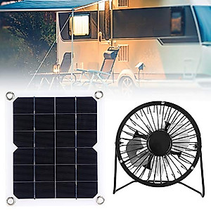 Oreilet 10W Solar Panel Powered Fan, RVs Outdoor Breeding Solar Powered Fan Ventilator, Waterproof Solar Energy Cooling Fan with 4 x Suction Cup, Photovoltaic Solar Panel for Chicken Pet House