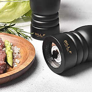 BILL.F Salt and Pepper Grinder Wooden Pepper Mill Grinder Salt Pepper Shakers Set of 2 with Adjustable Ceramic Rotor- 7 Inch