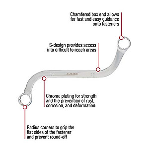 Sunex 9940M Metric S-Style Wrench Set, Fully Polished, 10 x 11mm - 18 X 19mm, 5-Piece