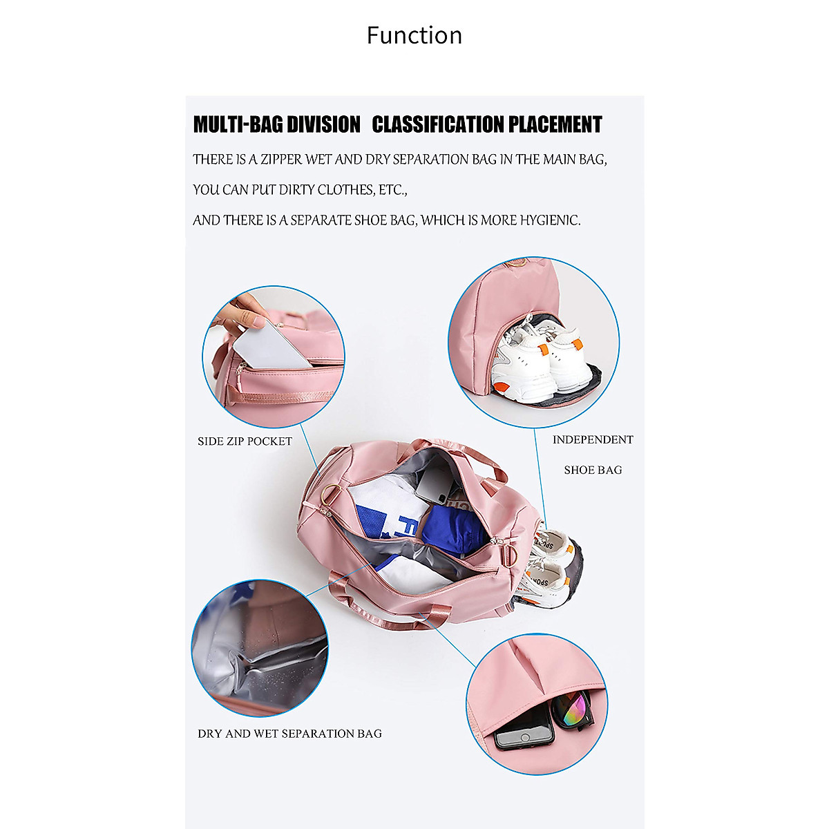 SENGTER Gym Bag with Shoe Compartment and Wet Pocket Nylon Waterproof Duffel Bags for Traveling Shoe Bag Sports Bag Dance Bag for Girls Travel Bags for Women Mens Overnight Bag Gym Equipment