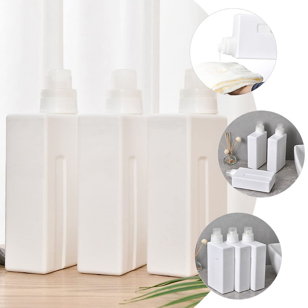 CIYODO 1000ml Empty Laundry Bottles Reusable Refillable Storage Bottle for Lotion Shampoo