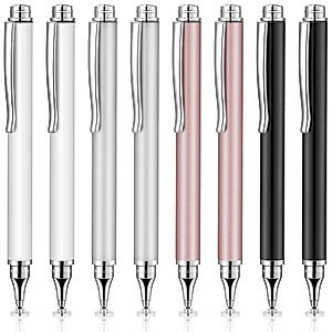 Weewooday 8 Pieces Capacitive Stylus Pens for Touch Screen, Universal Disc Fine Point Stylus Pens for Most Touch Screen Smart Devices, 4 Colors
