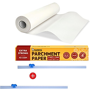 Katbite Heavy Duty Parchment Paper Roll & Slide Cutter for 15 Inches Plastic Food Wrap